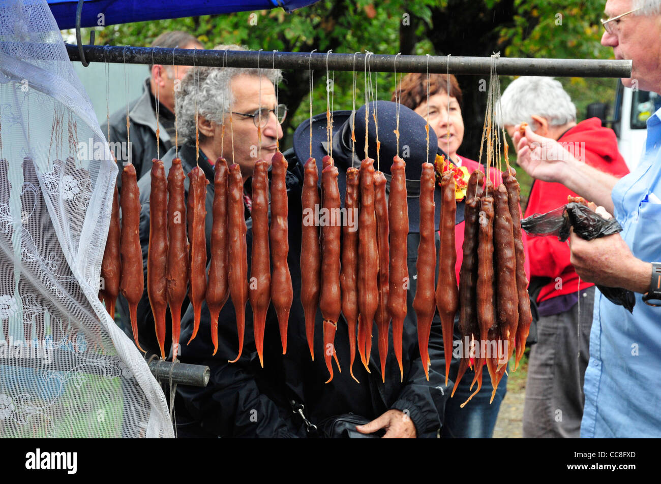 Georgia, Churchkhela traditional sausage-shaped candies made from grape ...