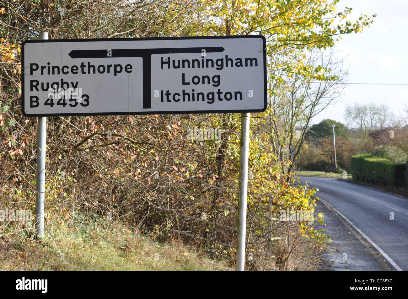Road Sign in Weston Under Wetherley Stock Photo - Alamy