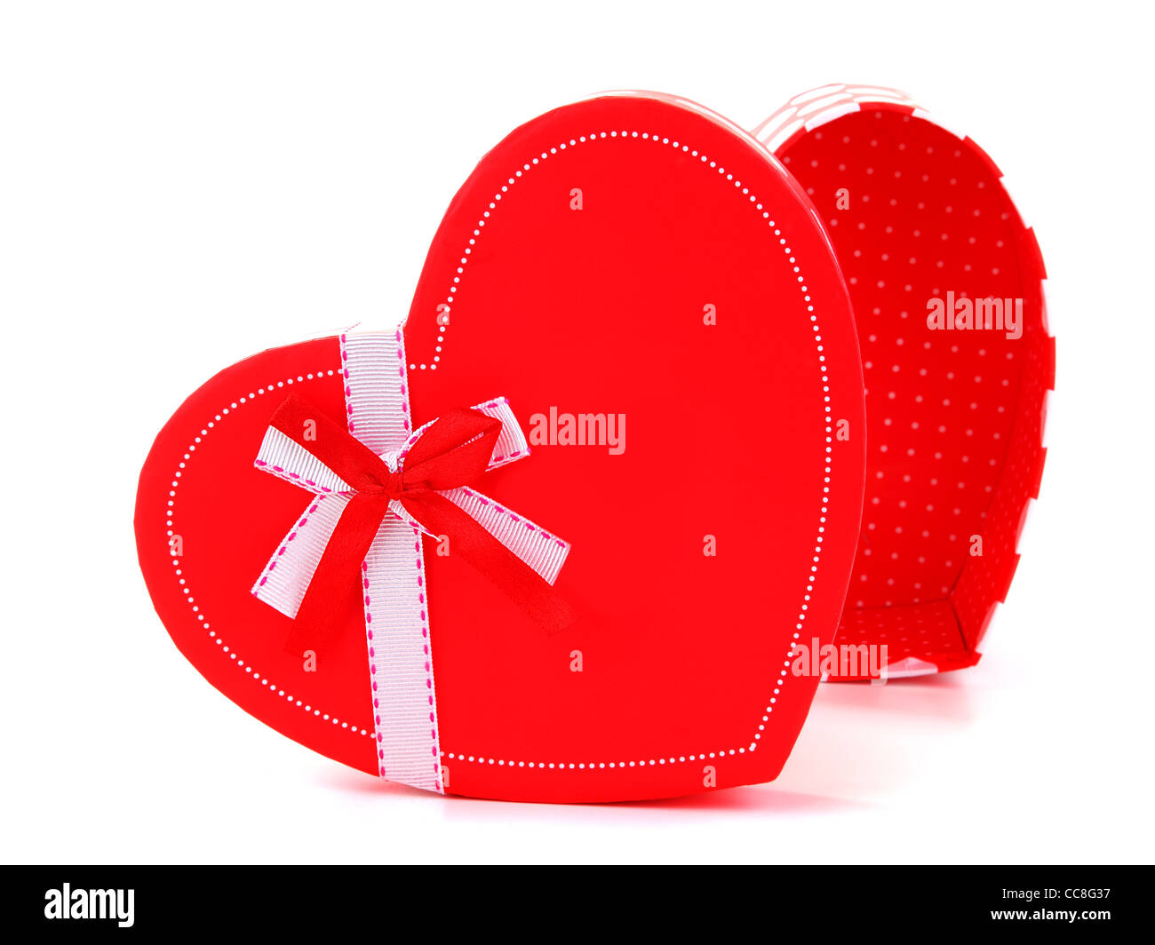 Red heart romantic gift box isolated on white background, conceptual ...