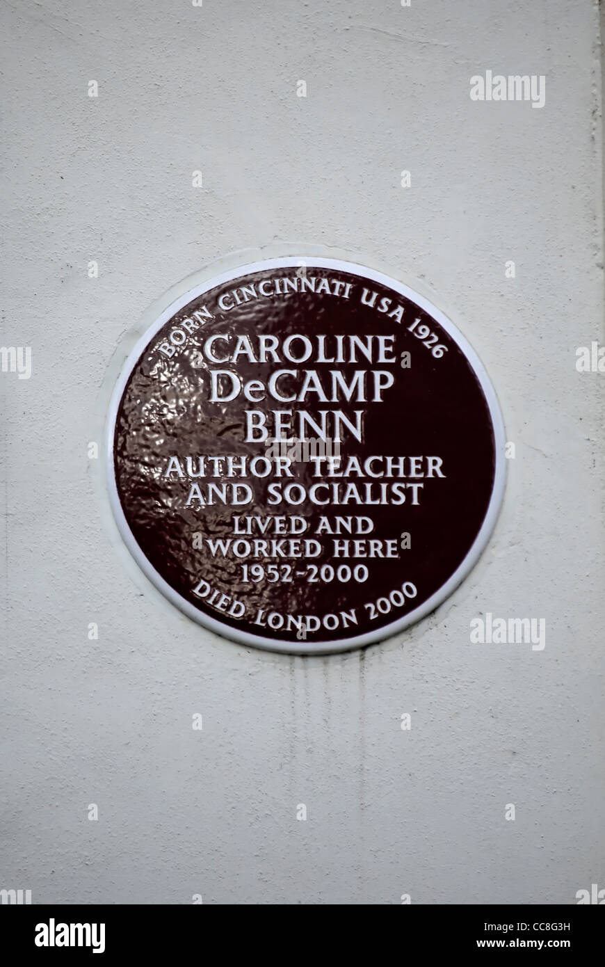 plaque marking a home of author, teacher and socialist caroline decamp ...