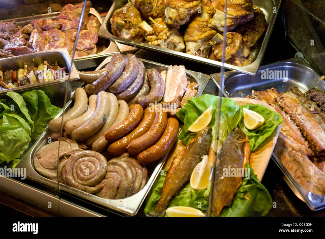 Meat Selection, Restaurant, Zakopane, Poland Stock Photo - Alamy