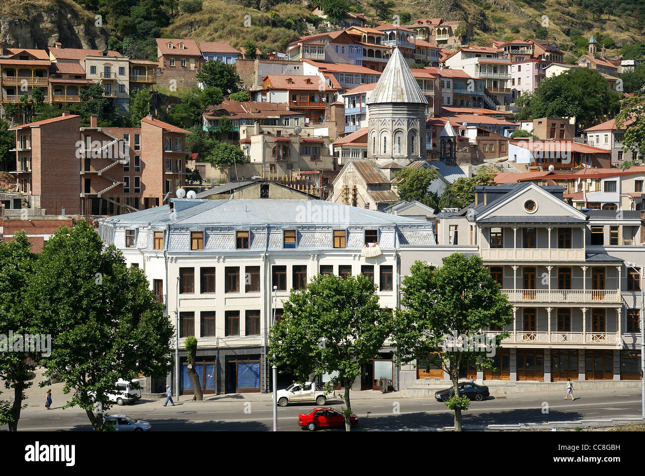 Georgia, Tbilisi, view of the city and Kura (Mtkvari) river Stock Photo ...