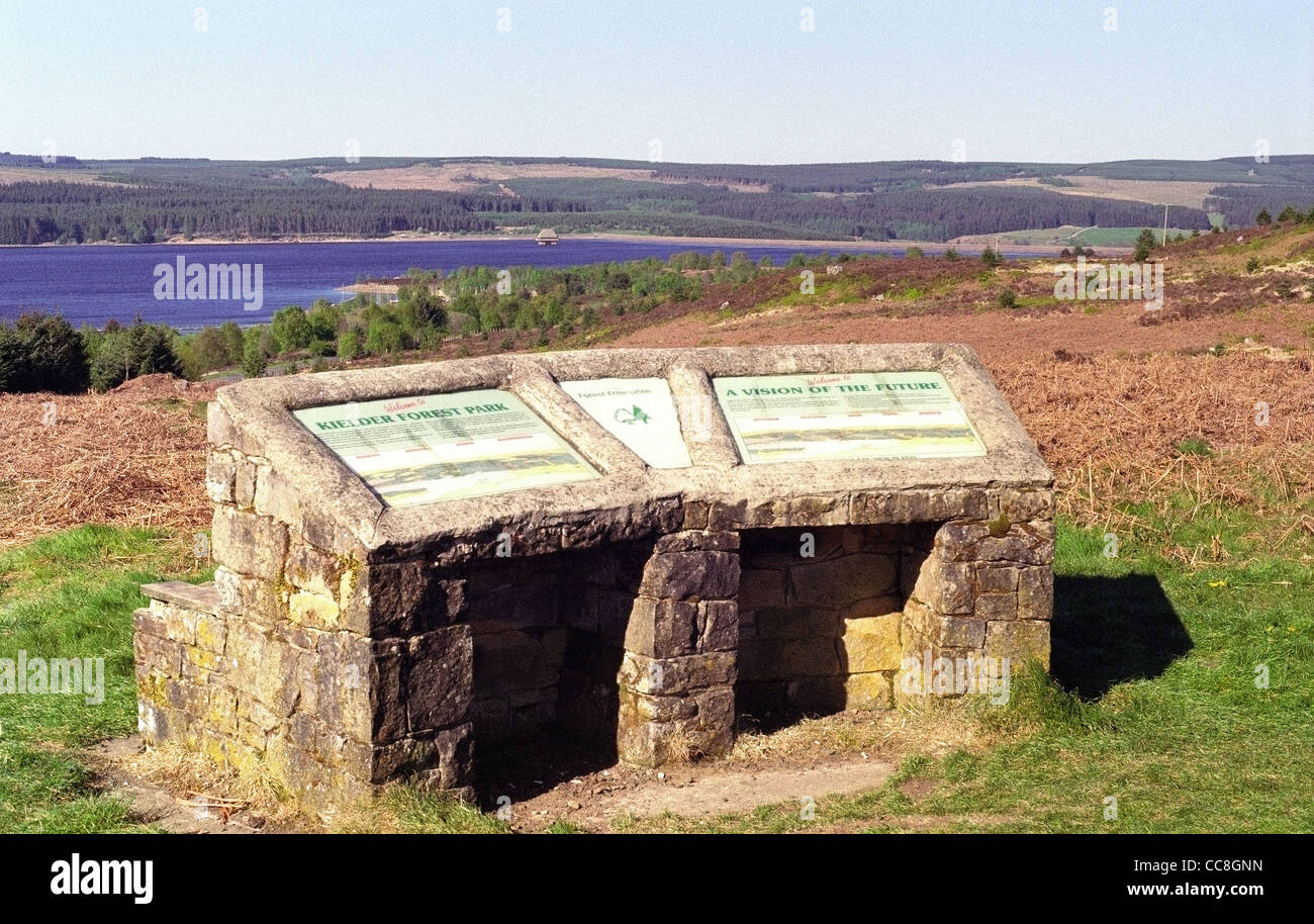 Information Sign at Elf Kirk Viewpoint, Overlooking Kielder Water and ...