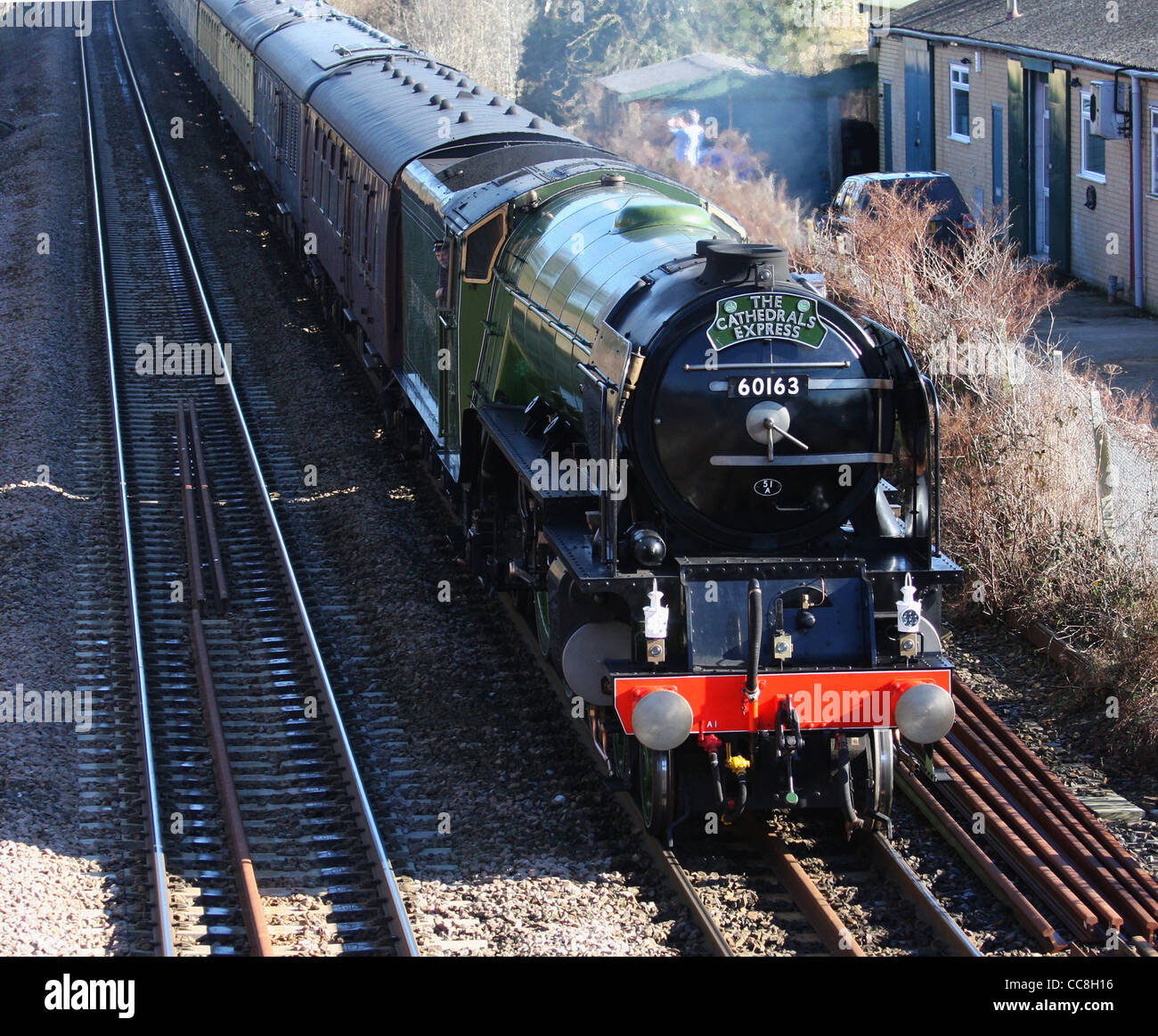 4-6-2 A2 Pacific, 60163 Tornado, enters Overton station in Hampshire ...