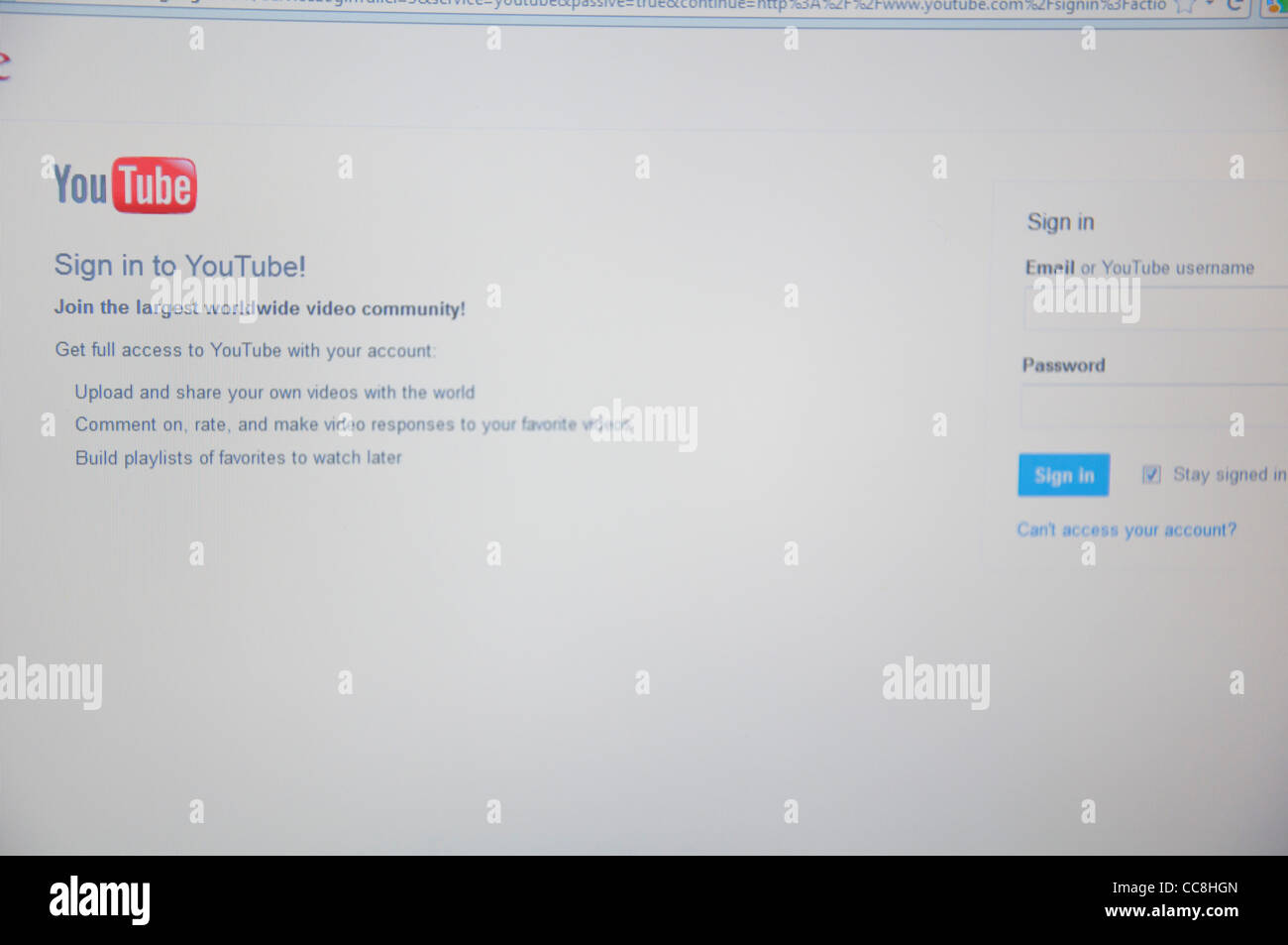 You tube website online screenshot screen shot Stock Photo - Alamy