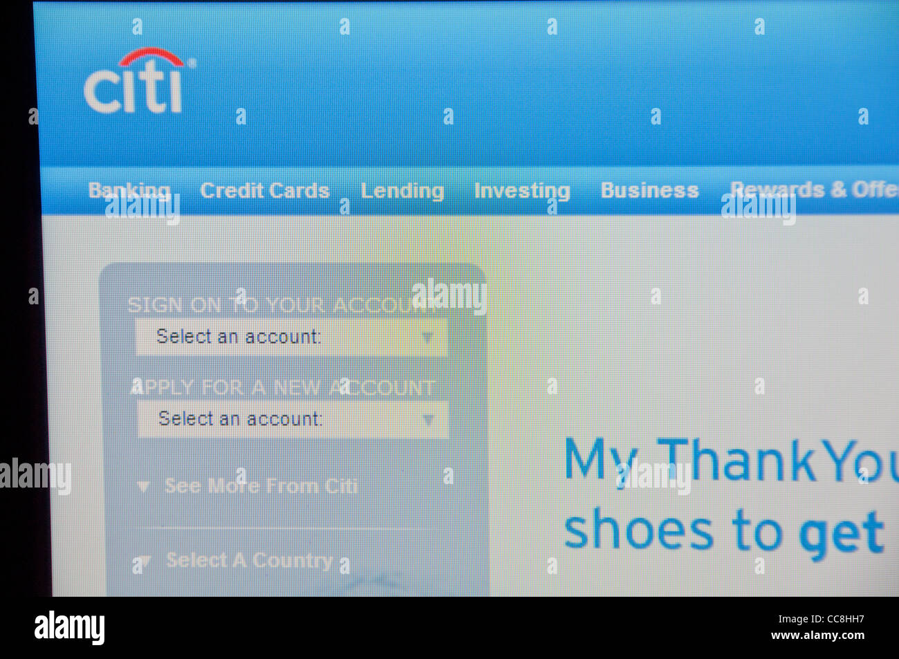 Citi website online screenshot screen shot Stock Photo - Alamy