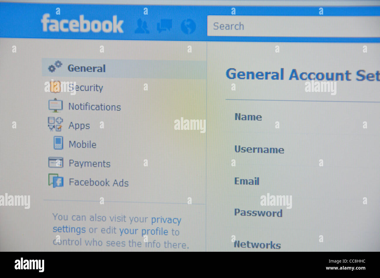 Facebook website online screenshot screen shot Stock Photo - Alamy