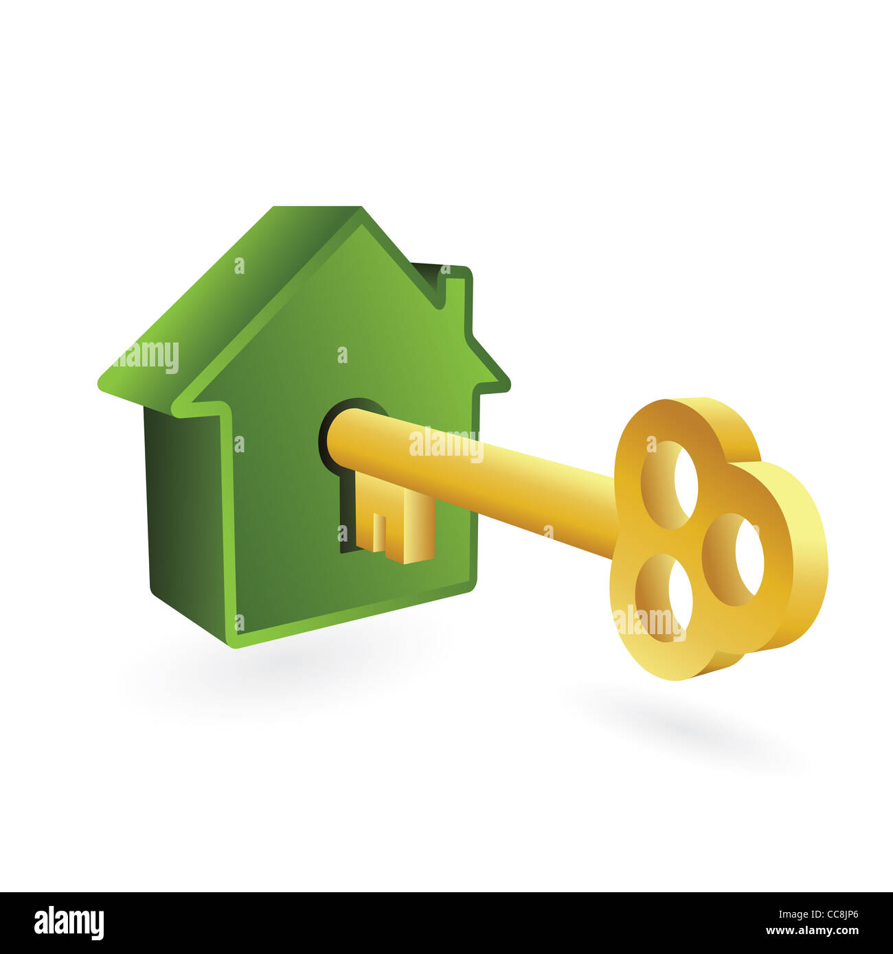 house symbol with keyhole and key illustration isolated on white Stock ...