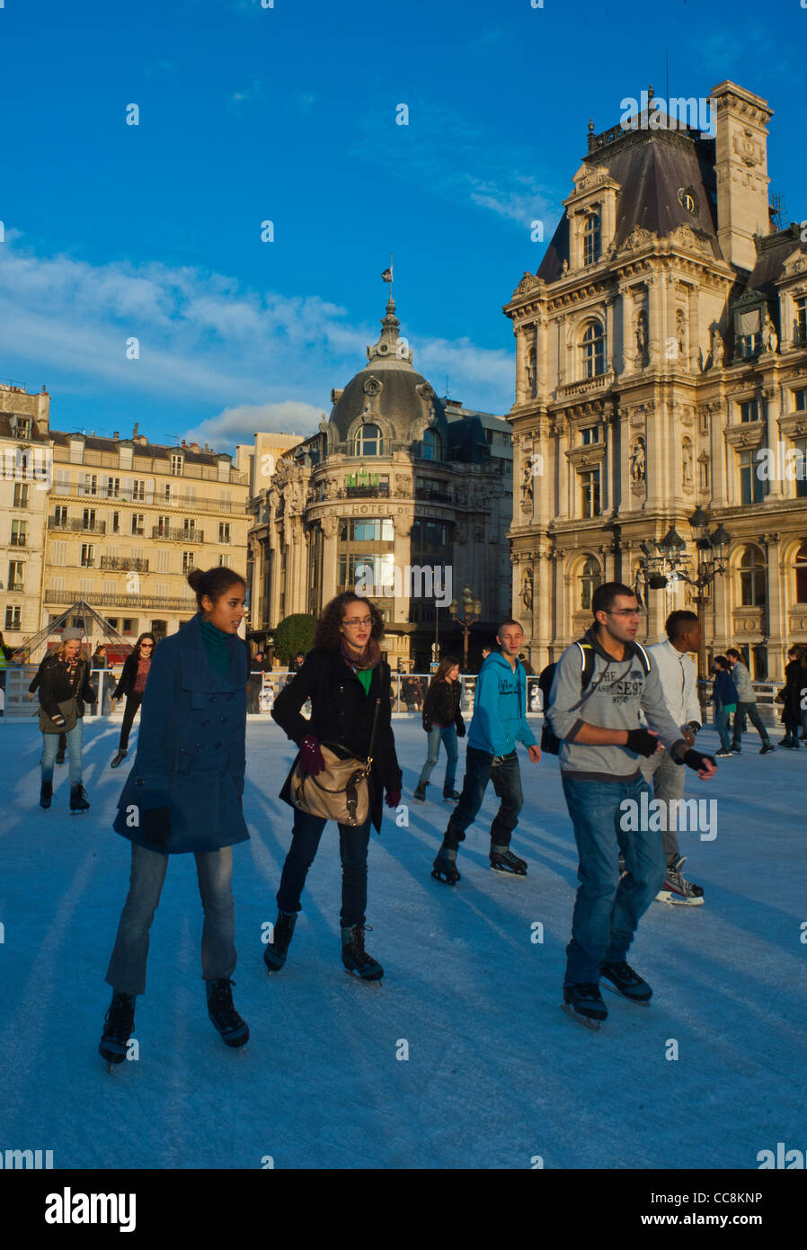 Paris, France, Town Square Scenic in Front of City Hall Building, with ...