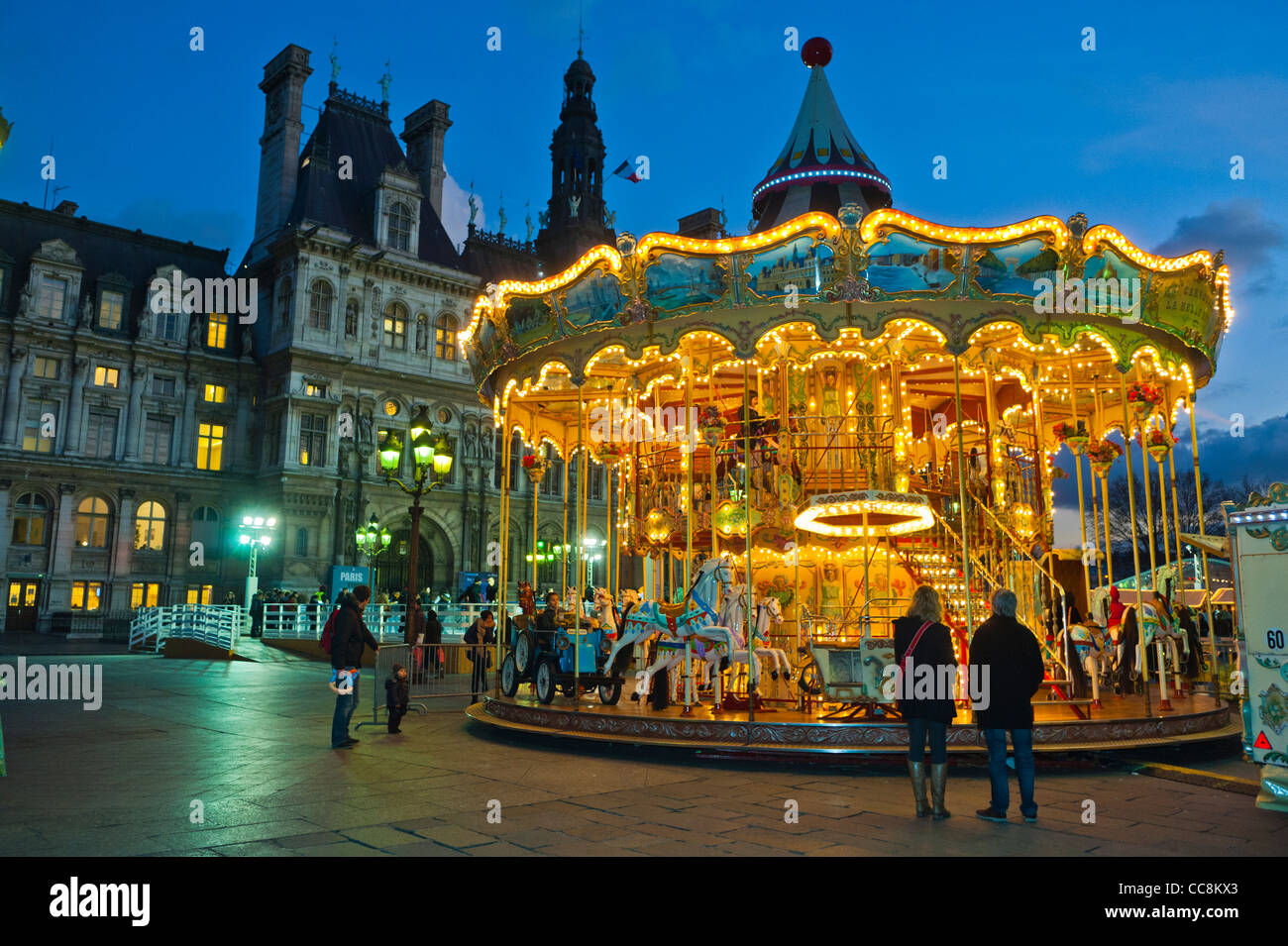 Paris, France, Town Square Scenic in Front of City Hall Building, at ...