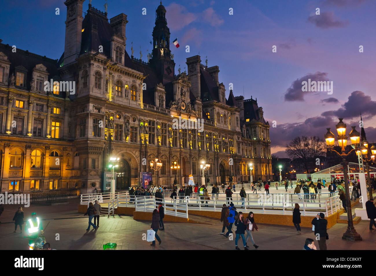 Paris, France, Town Square Scenic in Front of City Hall Building, at ...