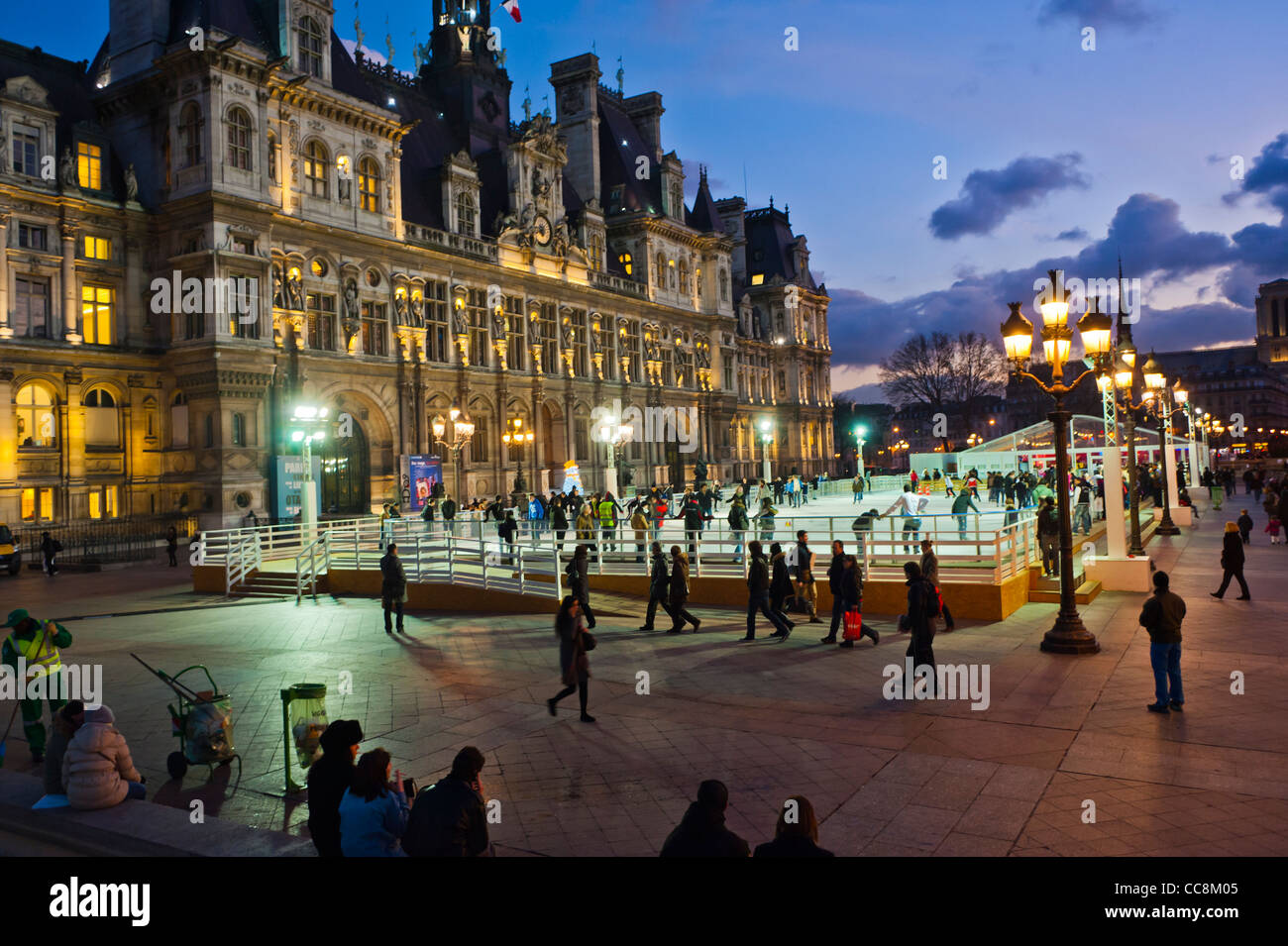 Paris, France, Town Square Scenic in Front of City Hall Building, at ...