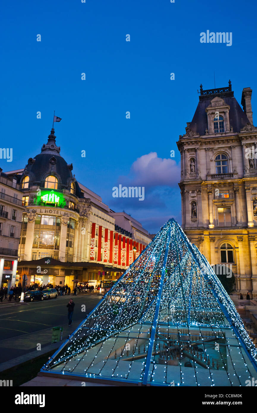 Paris, France, Town Square Scenic in Front of City Hall Building, at ...