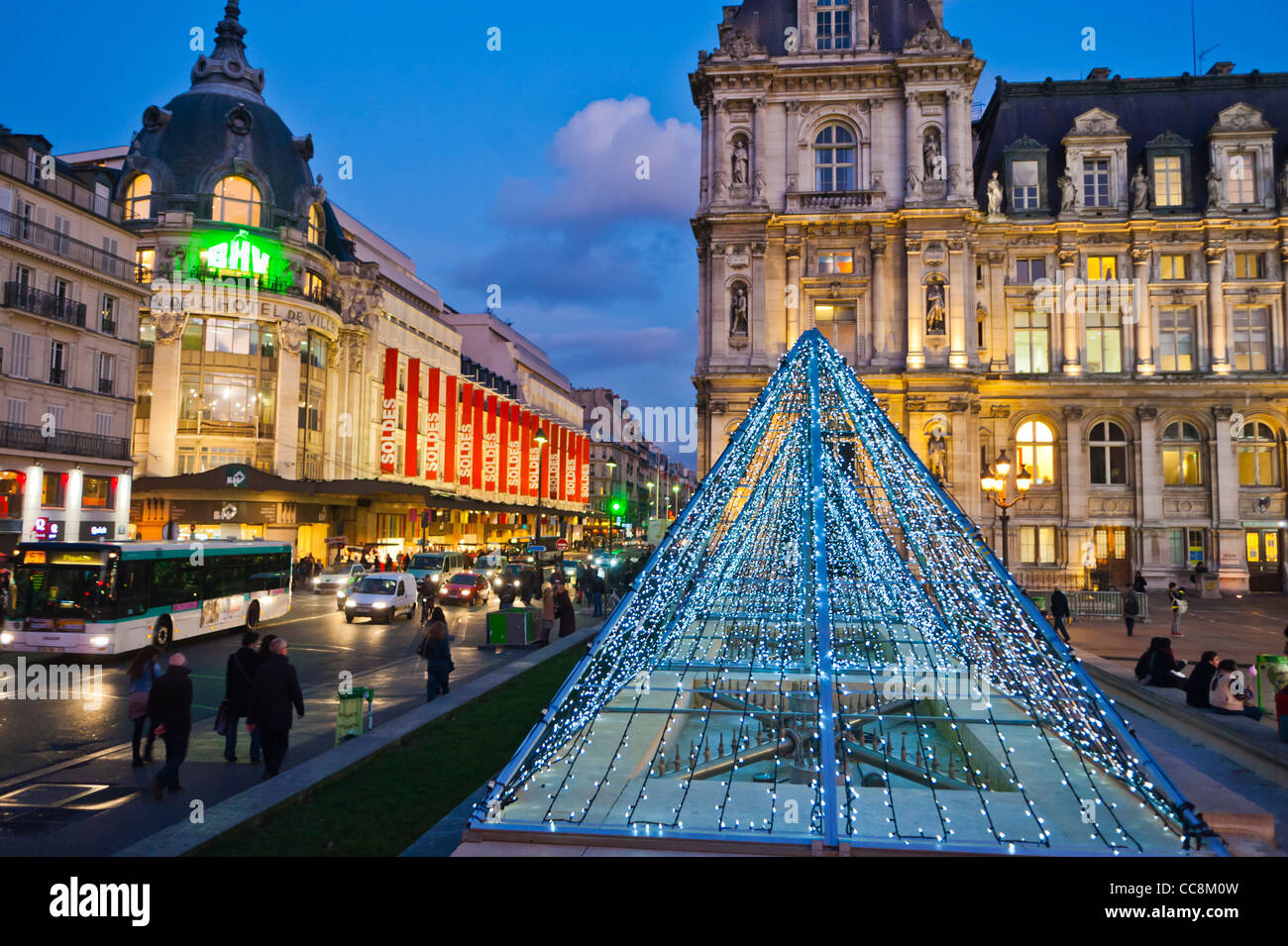 Paris, France, Town Square Scenic in Front of City Hall Building, at ...