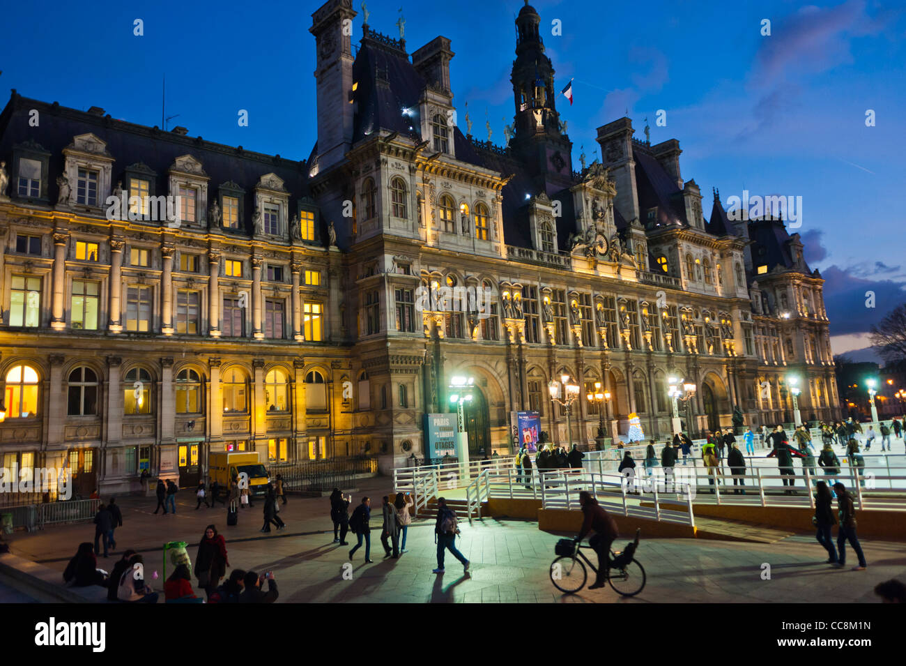 Paris, France, Crowd People, Wide Angle View, Town Square Scenic in ...