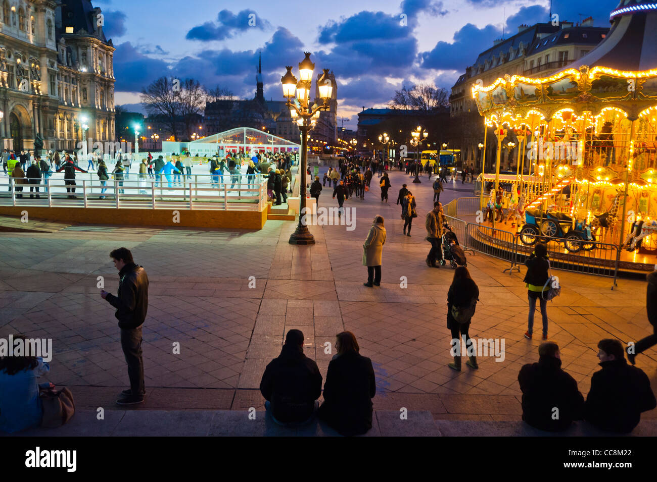 Paris, France, Town Square Scenic in Front of City Hall Building, at ...
