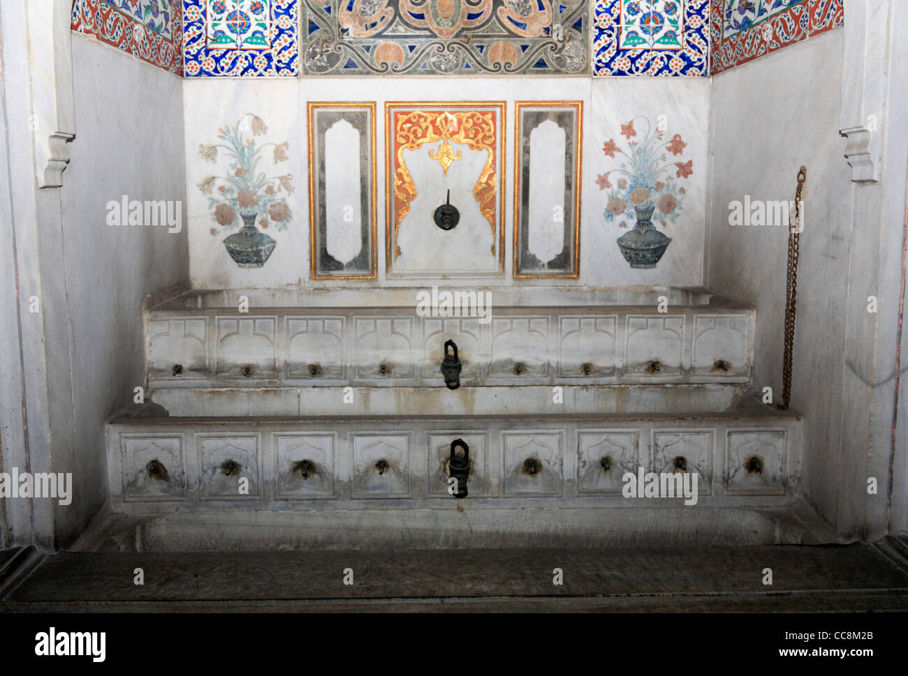Water fountain in the Topkapi Palace Istanbul decorated tiled walls ...