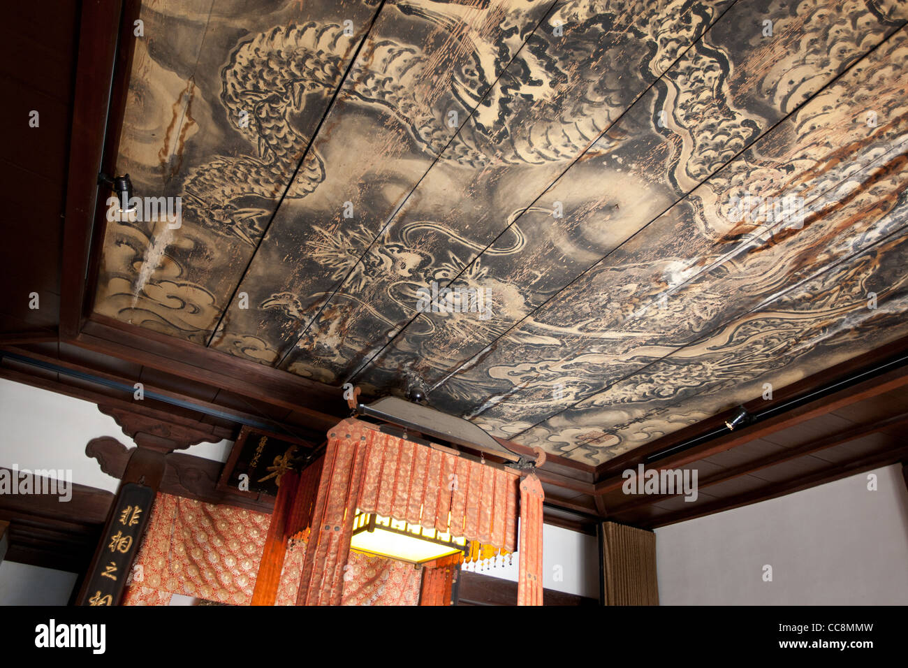 Dragon painted on ceiling of Kanga-an temple, where there is a ...