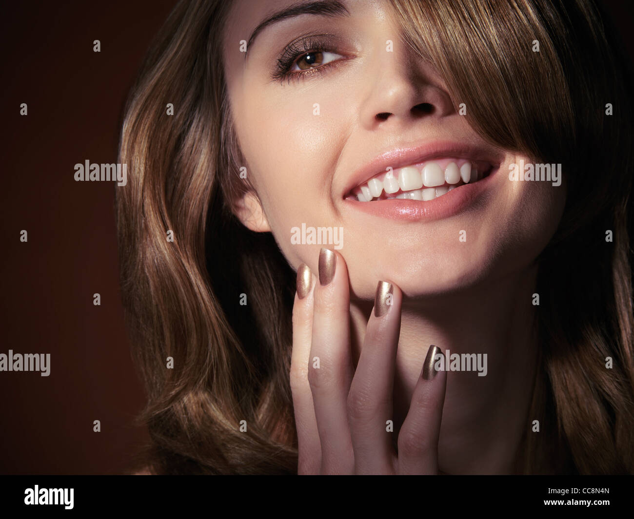Beautiful woman face smile close hi-res stock photography and images ...
