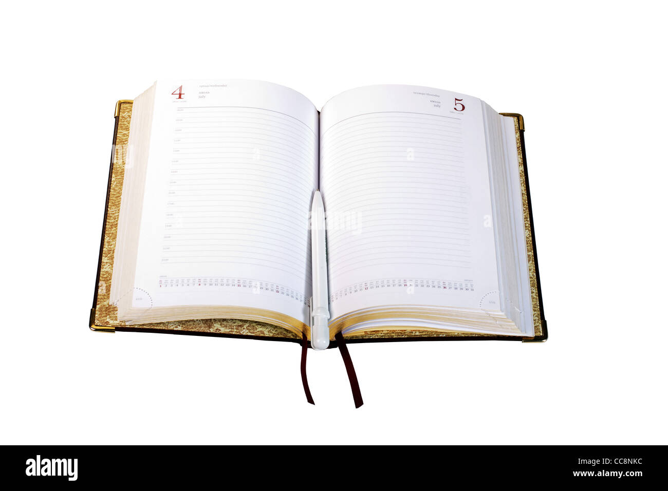 diary with pen , on white background Stock Photo - Alamy