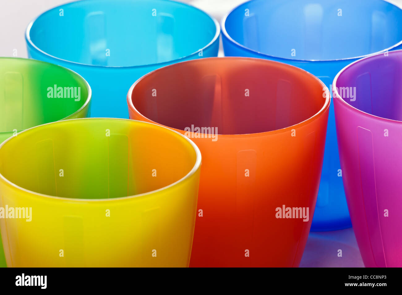 colored plastic cups, close-up Stock Photo - Alamy