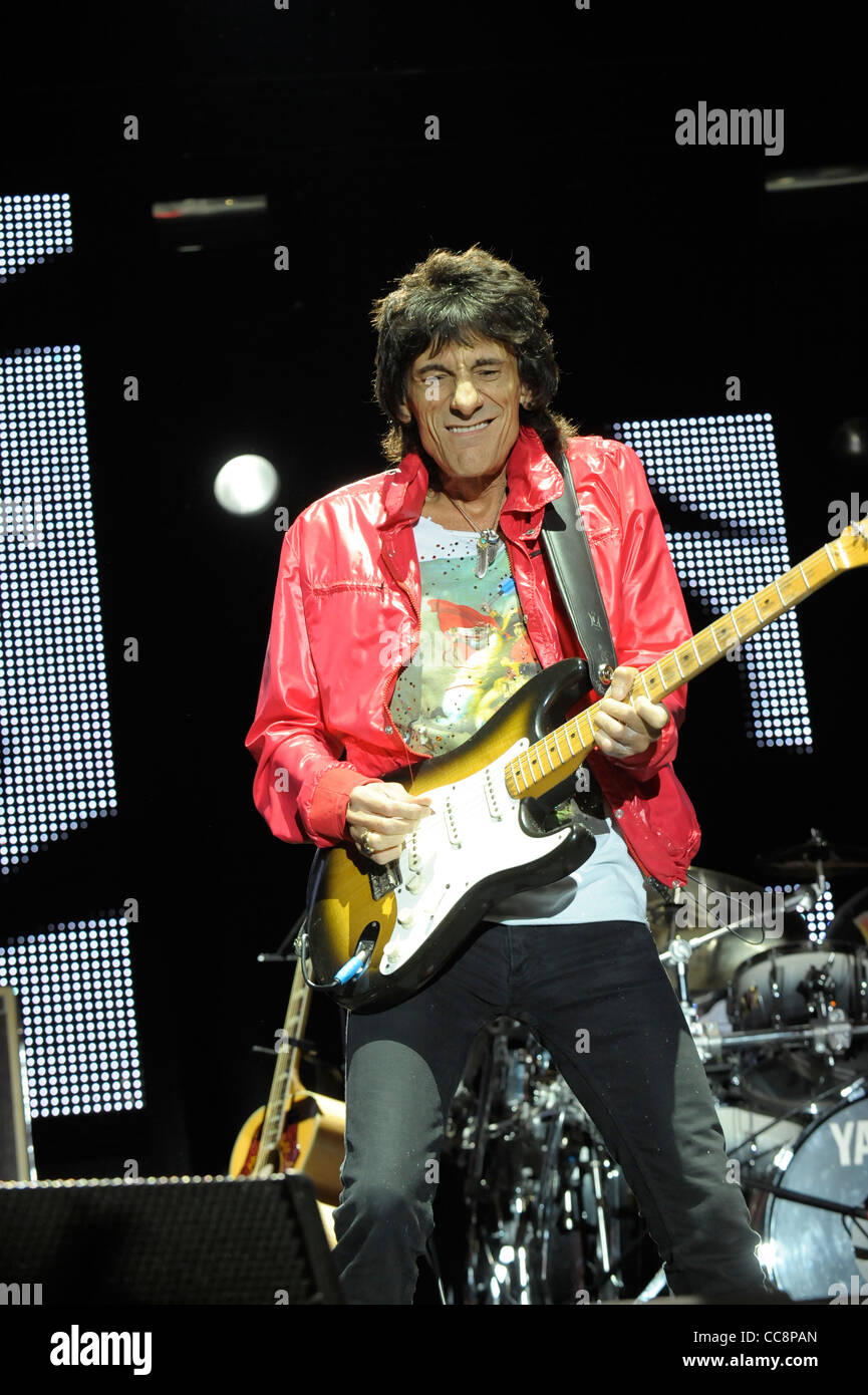 Ronnie Wood. English rock guitarist plays at Vintage 2010 part of a reunion of The Faces rock ...