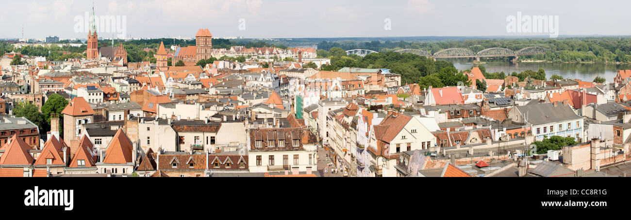 Torun City skyline. View of the River Wisla and the old town Stock ...