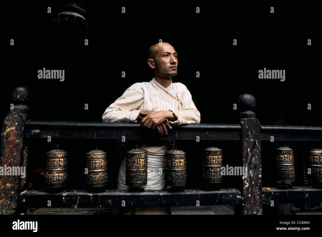 Newari priest in a temple ( Nepal Stock Photo - Alamy