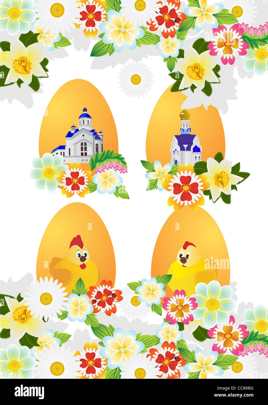 Wildflowers and Easter eggs Stock Photo - Alamy