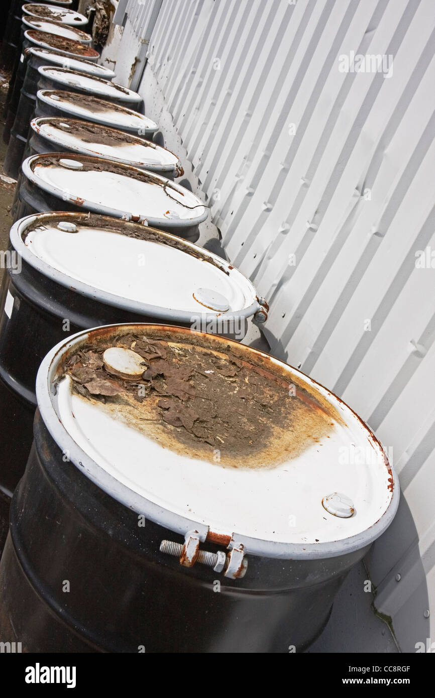 group of barrels against wall Stock Photo - Alamy