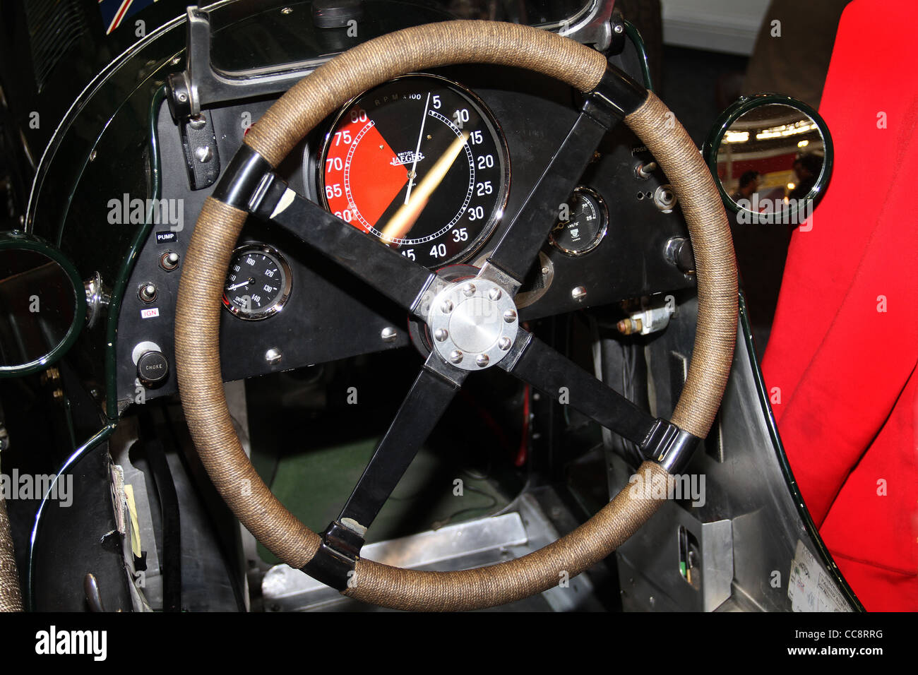 Steering wheel and dash board in old racing car Stock Photo - Alamy
