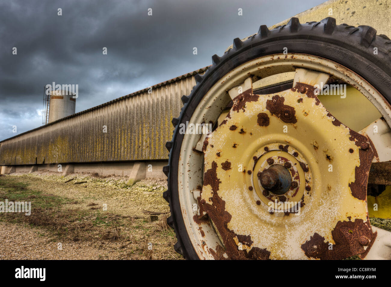Rusty tractor wheel, Marne, France Stock Photo - Alamy