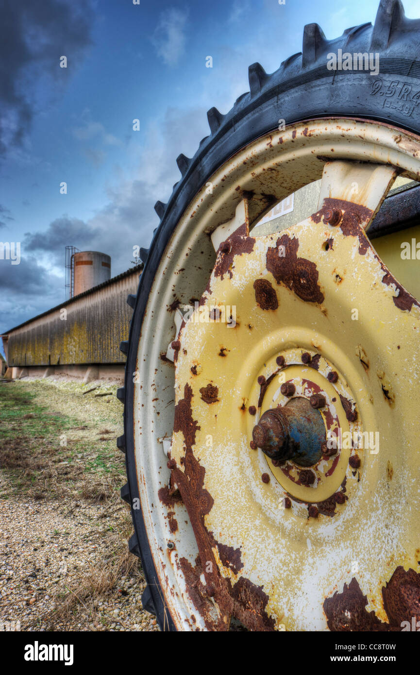 Rusty tractor wheel, Marne, Champagne region, France Stock Photo - Alamy