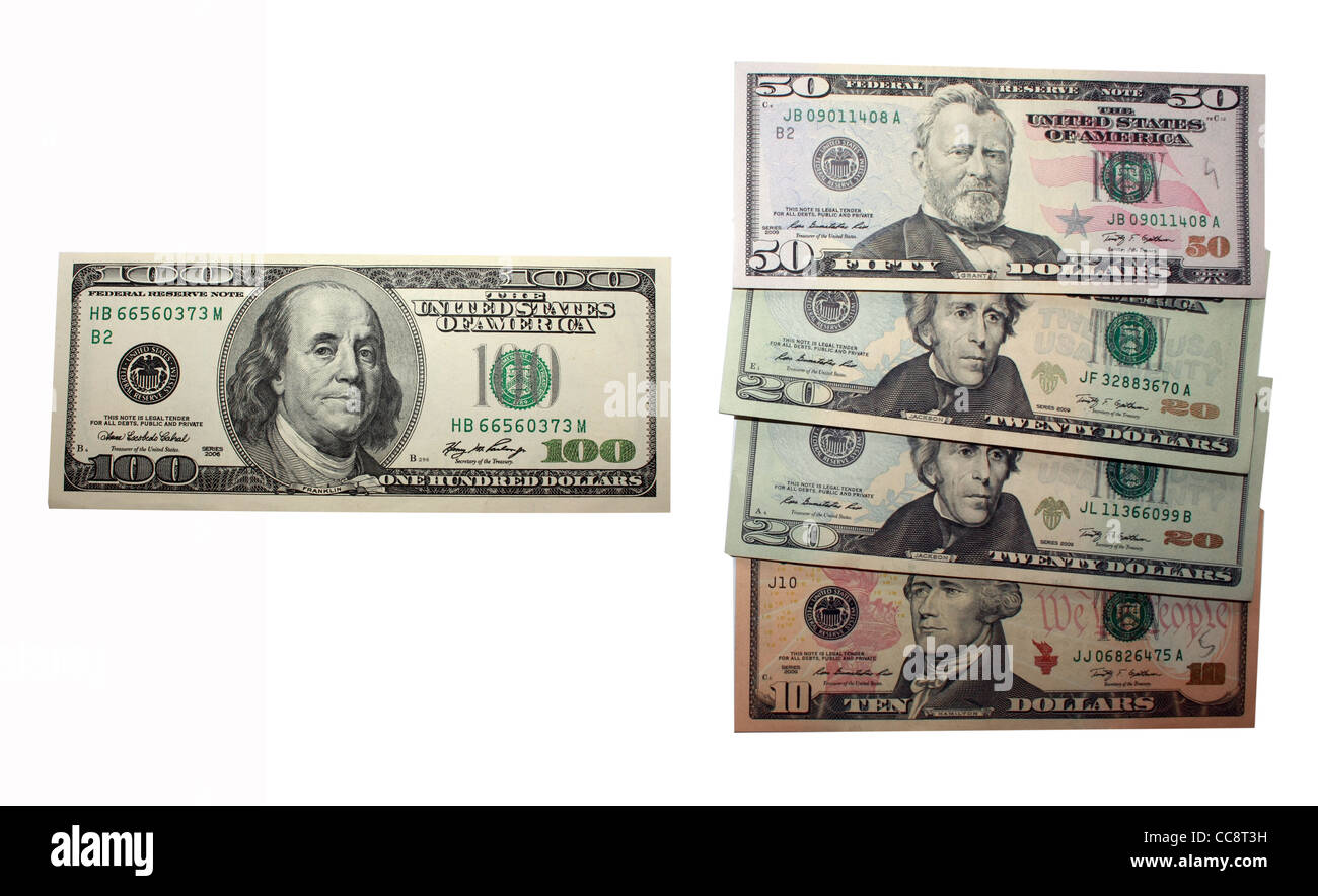 U.S currency Dollars bills arranged in order Stock Photo - Alamy