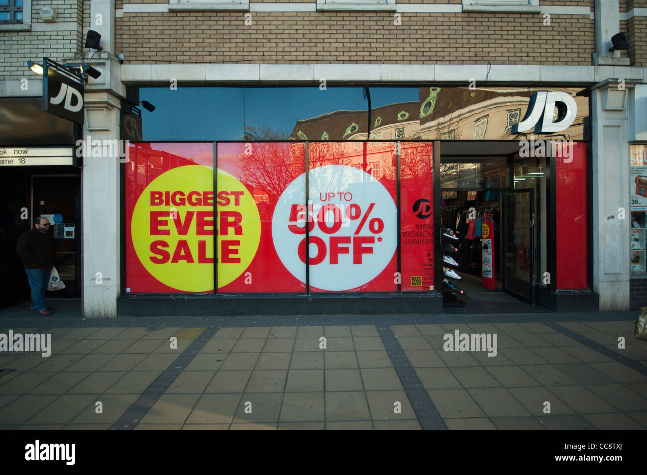 The British High Street. JD January sale Stock Photo - Alamy