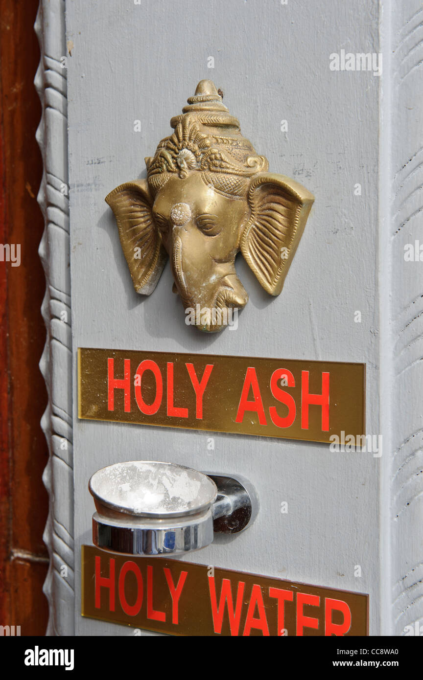 Holy Ash in silver dish at the entrance of Sri Senpaya Vinayagar Temple ...