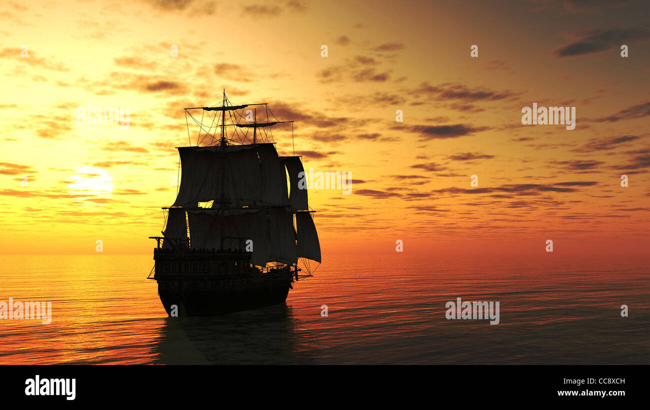 Gold sailing ship hi-res stock photography and images - Alamy