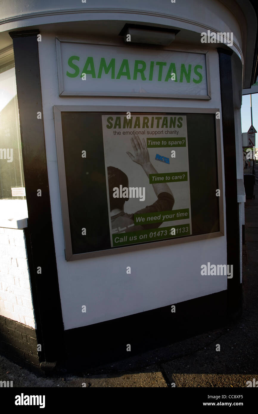 Samaritans sign notice appeal advert publicity Stock Photo - Alamy