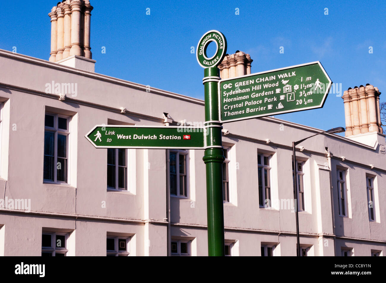A sign for the Green Chain Walk in Dulwich Village, South London Stock ...