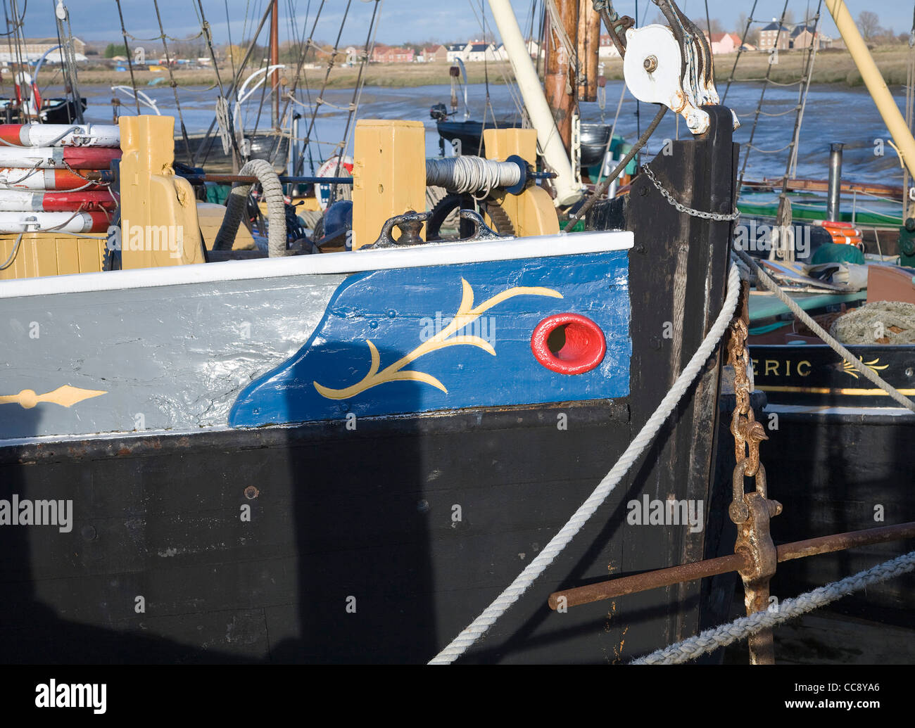 thames sailing barge moored in Essex Stock Photo - Alamy