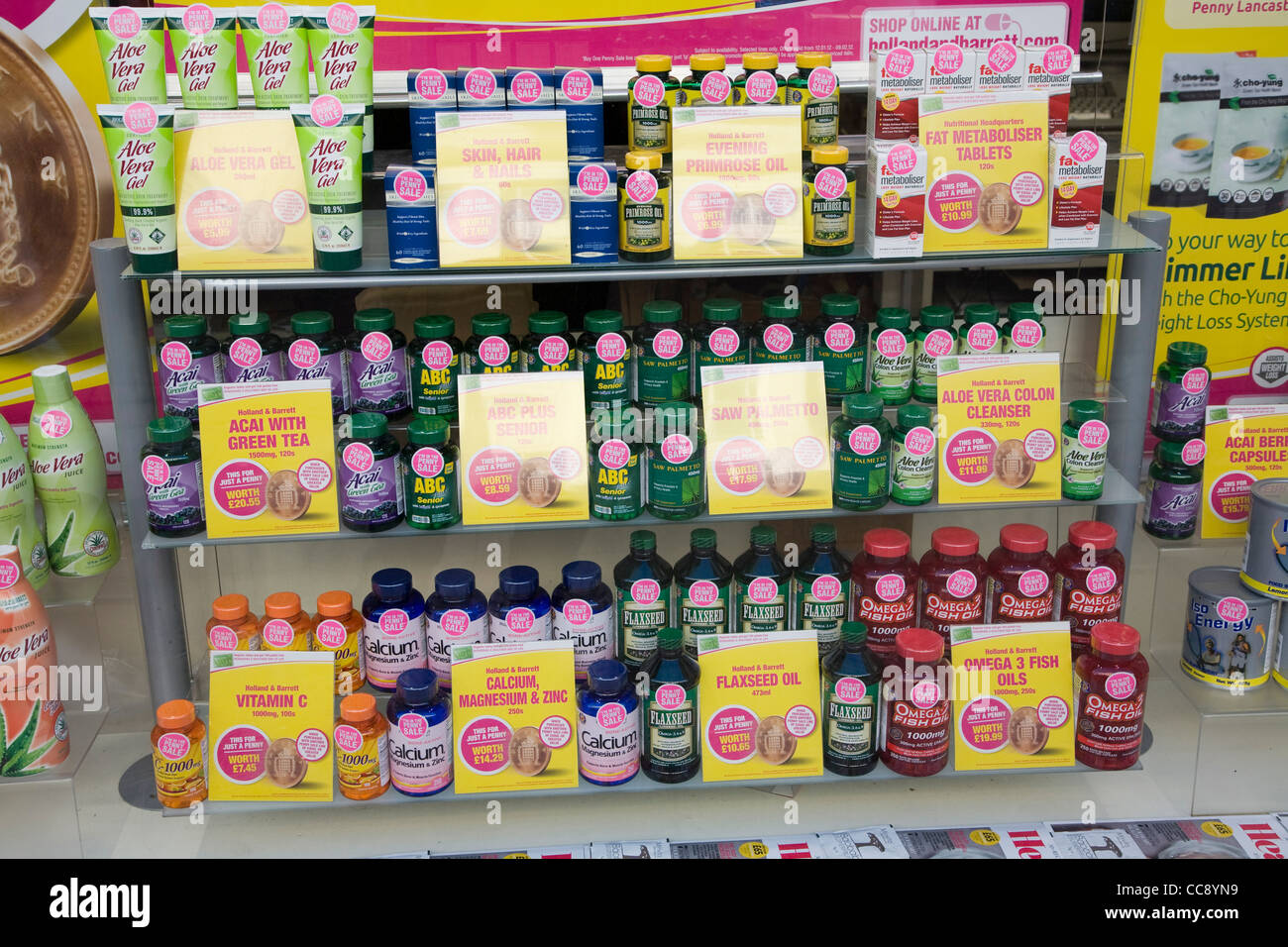 Health products Holland and Barrett shop window display Stock Photo - Alamy