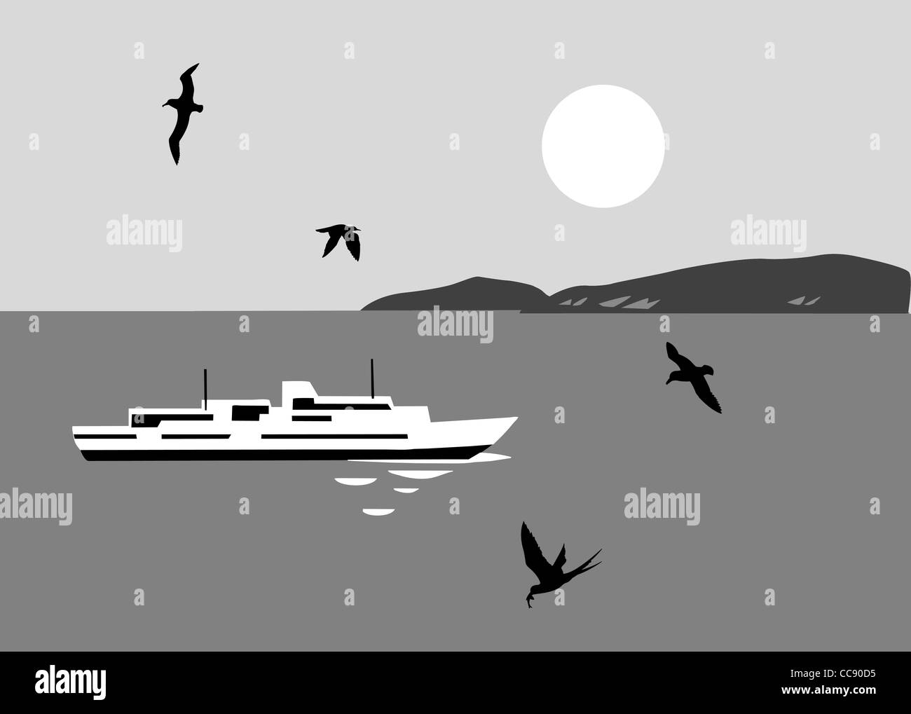 illustration of the sailboat seaborne Stock Photo - Alamy