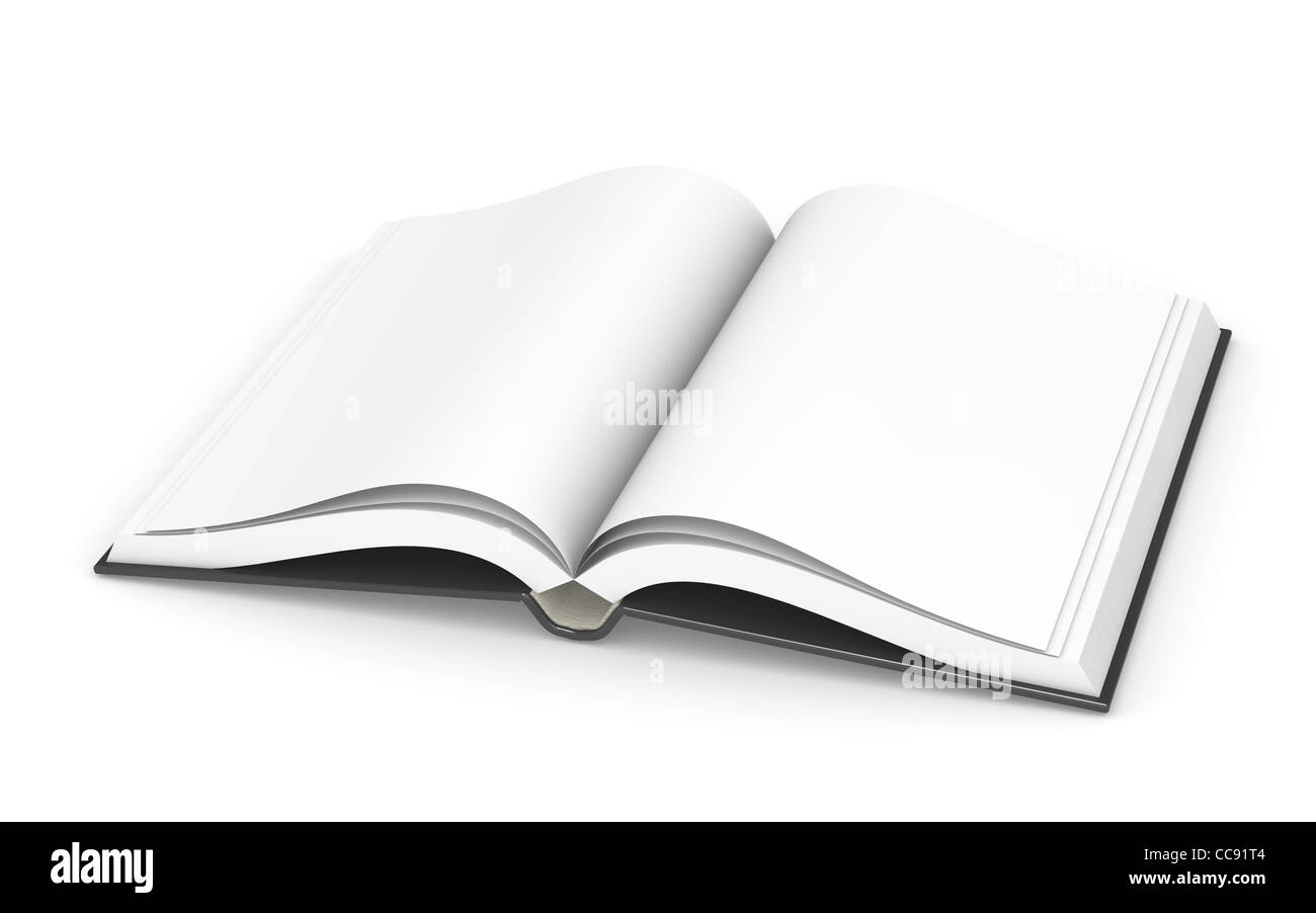 An open Boook.Black Cover. Blank pages for copy space Stock Photo - Alamy