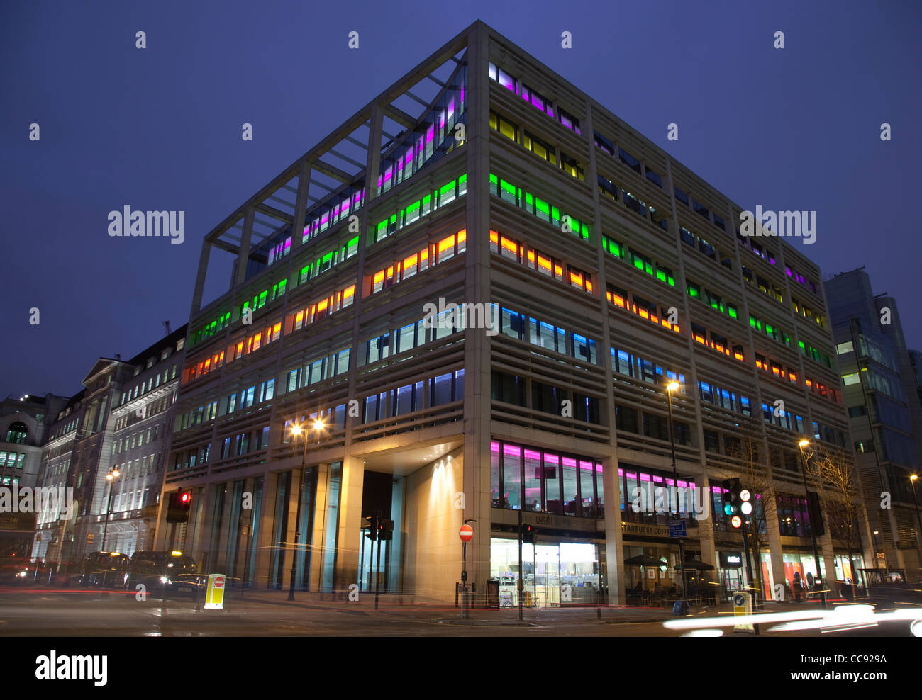 50 Finsbury Square, Bloomberg HQ and Bloomberg Space, illuminated ...