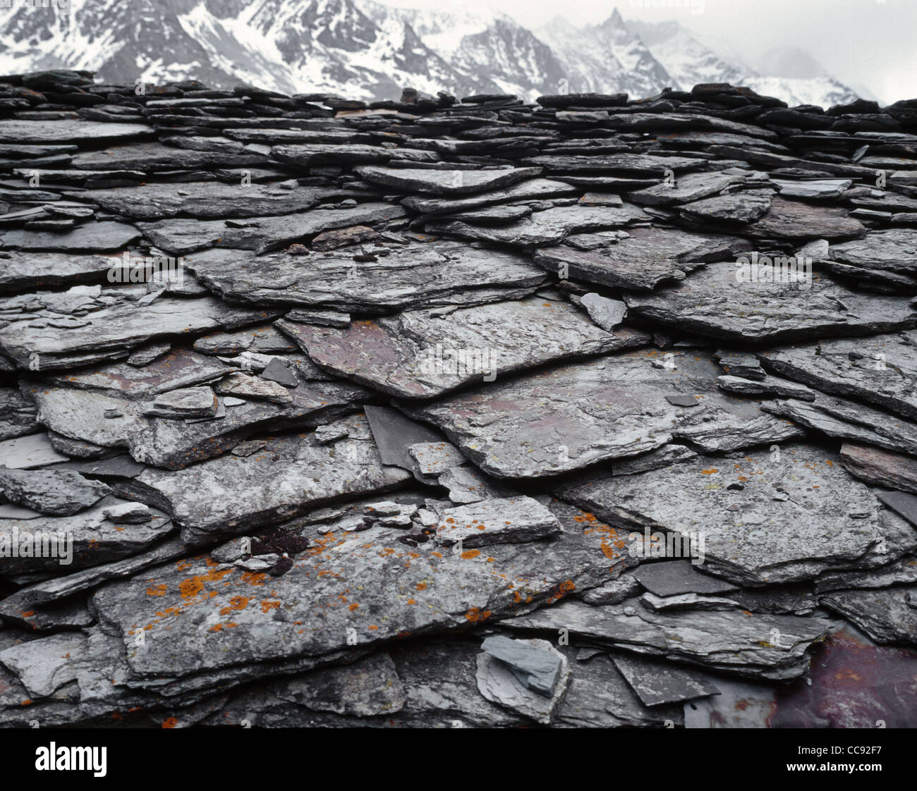 traditional roof of a sheep cabana made of anthracite granite schist ...