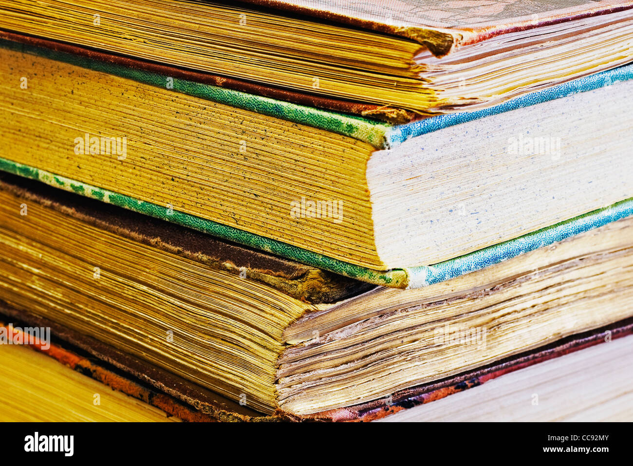 stacked collection of old books Stock Photo - Alamy