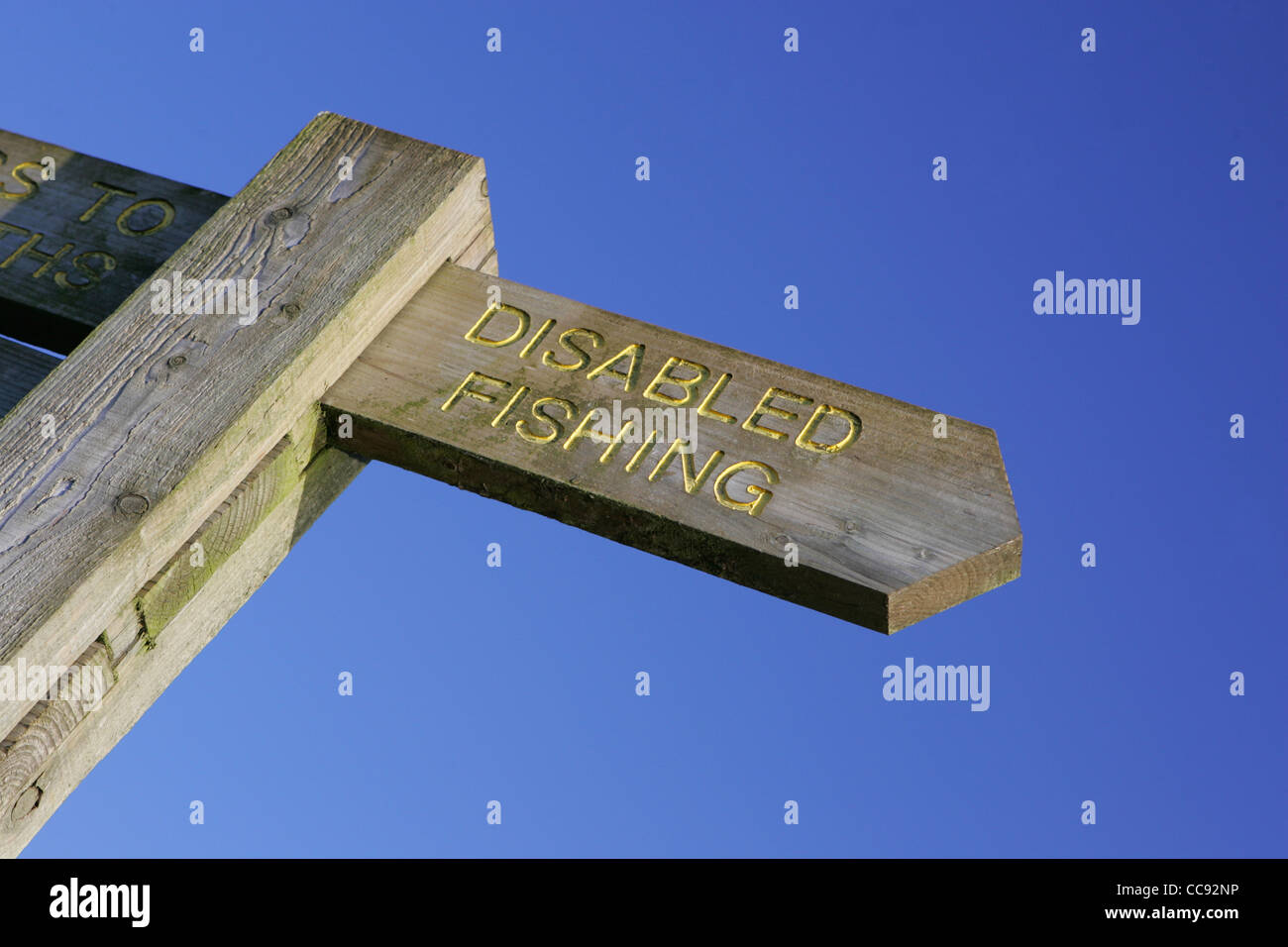 disabled fishing sign, pershore worcestershire, uk Stock Photo - Alamy