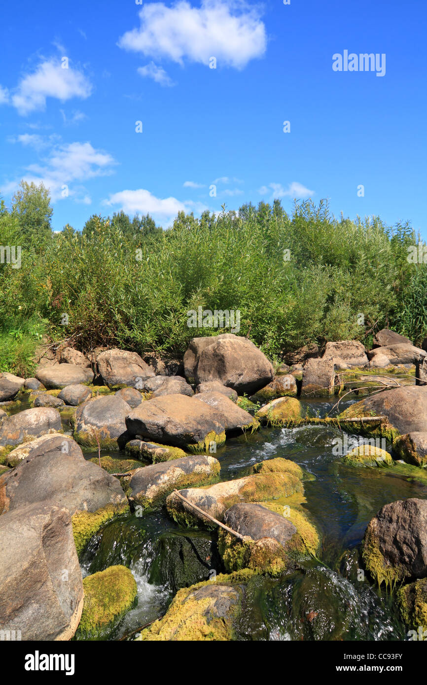 greater stone on mountain river Stock Photo - Alamy
