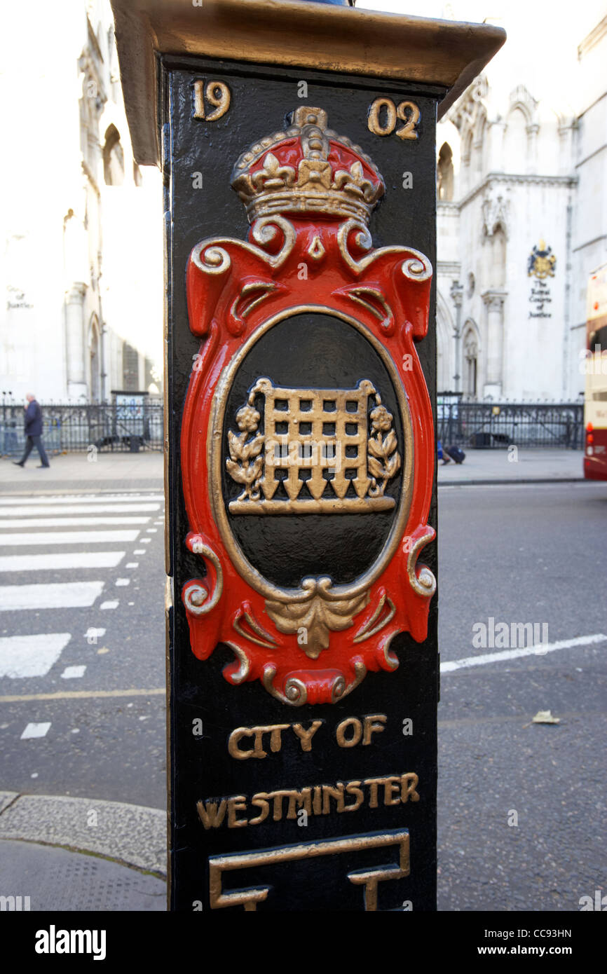 boundary marker for the city of westminster with old coat of arms from ...