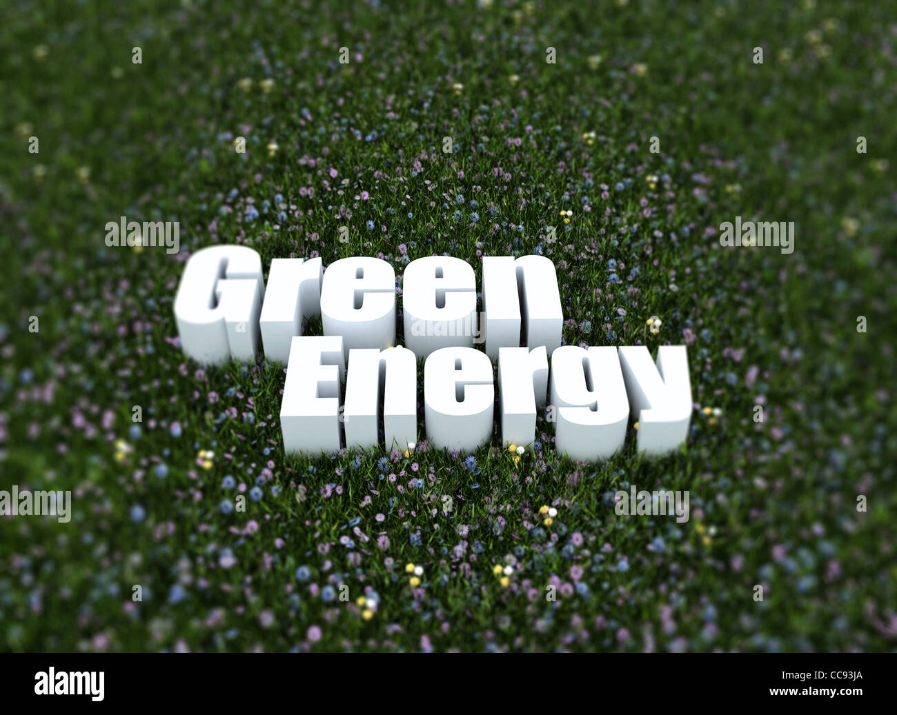 Green energy 3d text in grass field Stock Photo - Alamy